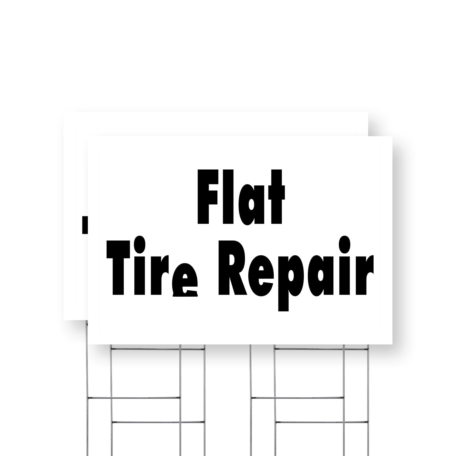 Flat Tire Repair Yard Sign 2 Pack of 24 Inch x 36 Inch Double Sided ...