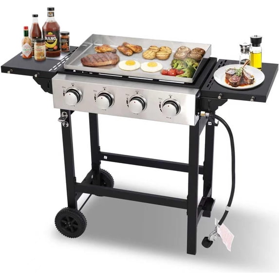 Flat Top Gas Griddle Grill with Stainless Steel Griddle, Includes Dust ...