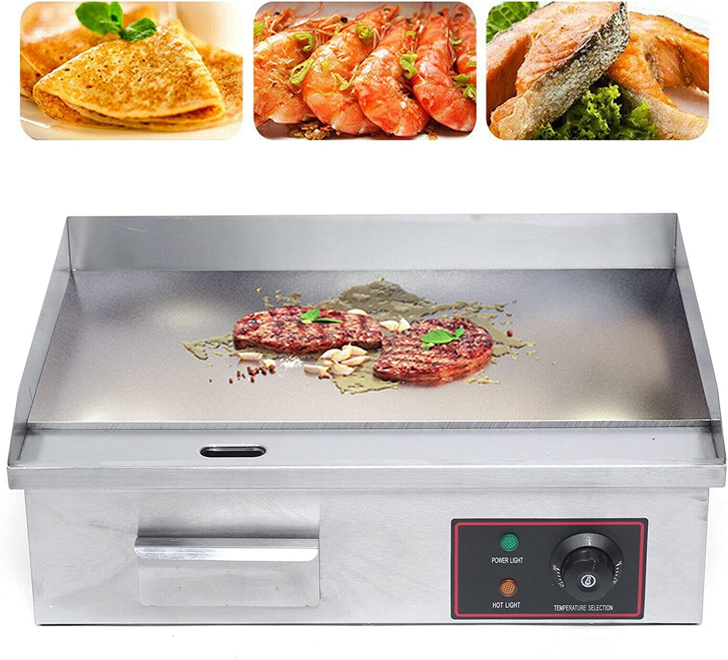 Flat Top Grill, 110V 3000W 22'' Electric Countertop Griddle Nonstick ...