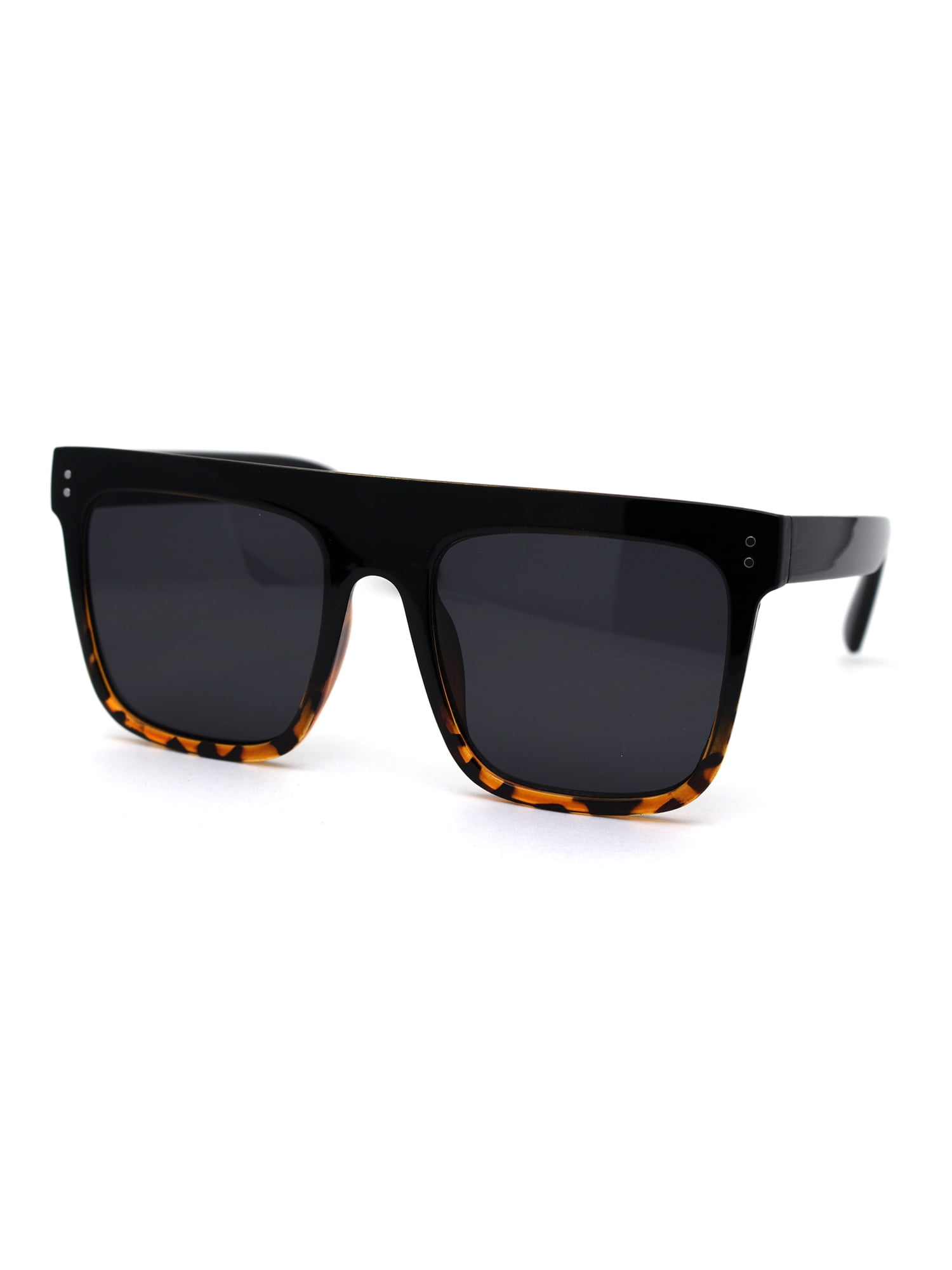 Flat Top Mobster Mafia Rectangular Retro Sunglasses Black Tortoise ...