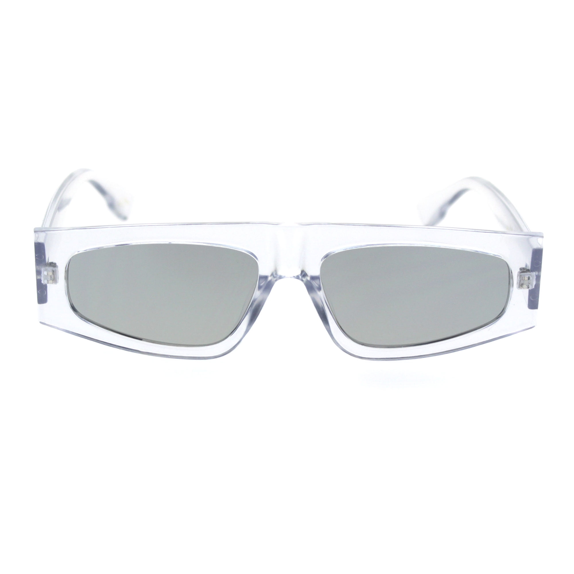 Flat Top Narrow Rectangular Hippie Pimp Retro Sunglasses Clear Silver ...