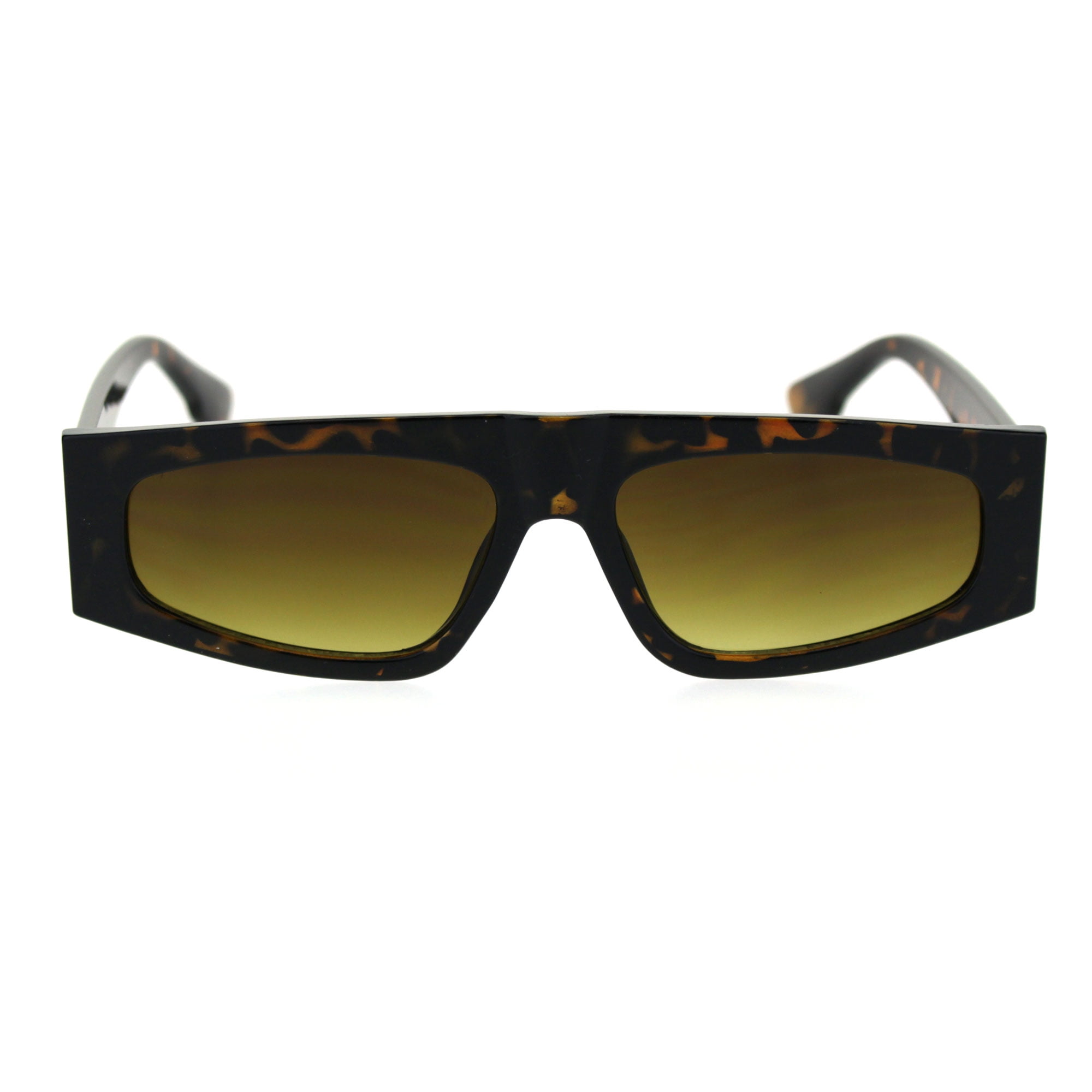 Flat Top Narrow Rectangular Hippie Pimp Retro Sunglasses Tortoise Brown ...