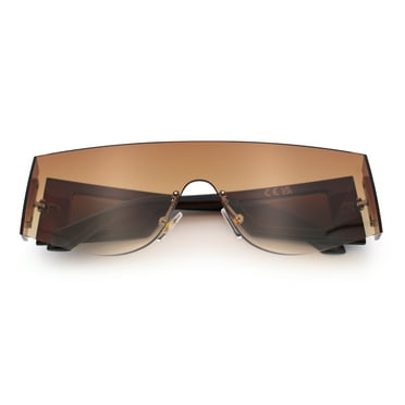 Oversized Rimless Full Lens Visor Temple Flat Top Racer Sunglasses ...