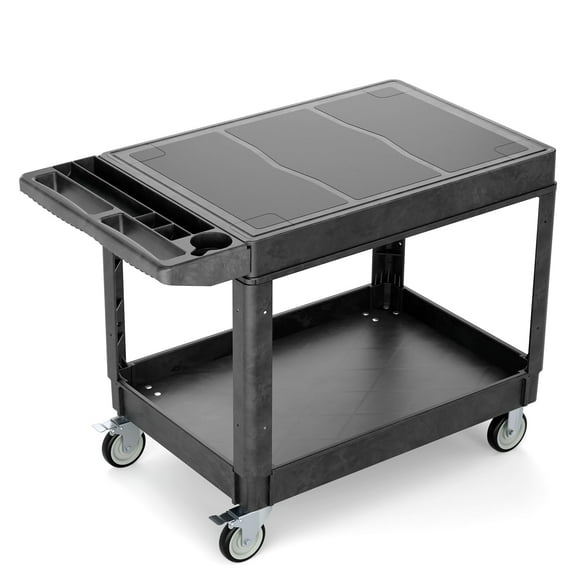 Flat Top Service Cart Heavy Duty 550LB Load Capacity, 2 Tier Rolling ...