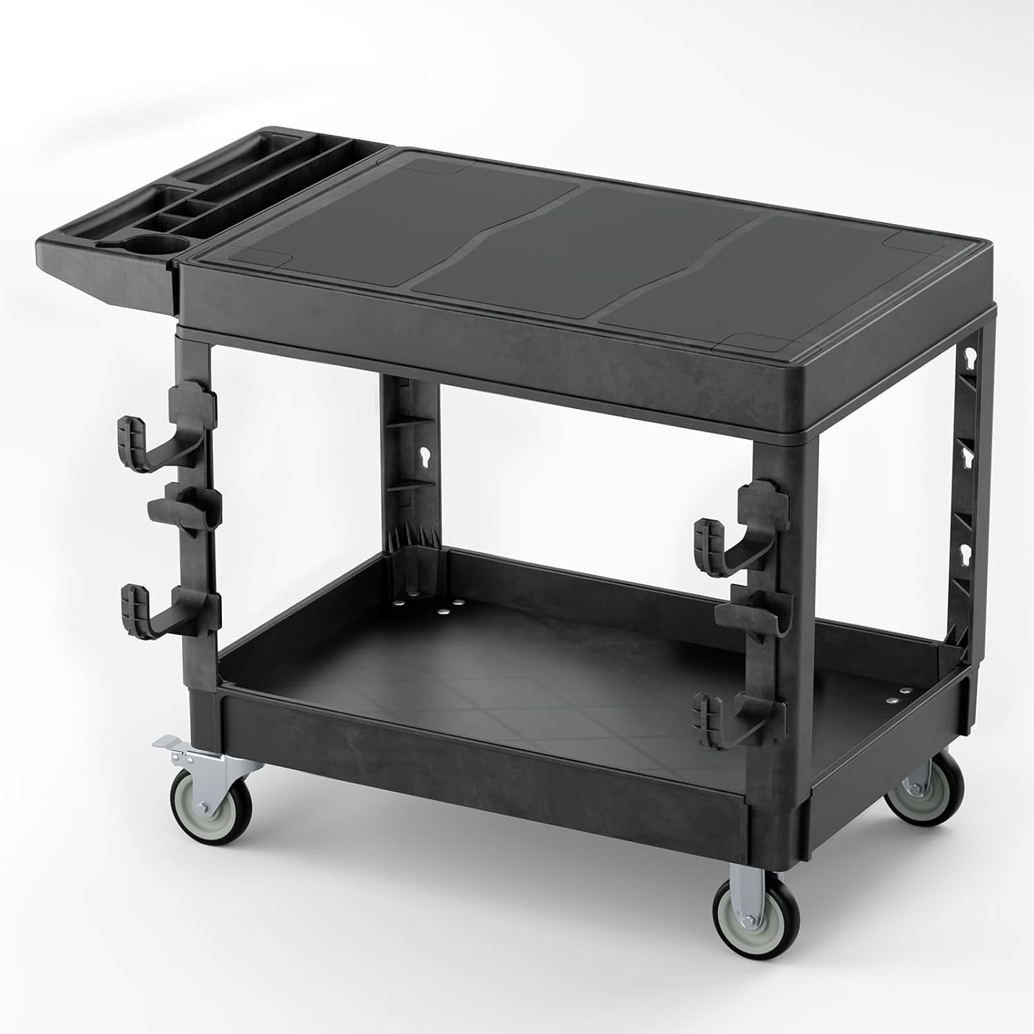 Flat Top Utility Cart Heavy Duty Flat 2 Shelf Multipurpose Cart 550LBS ...