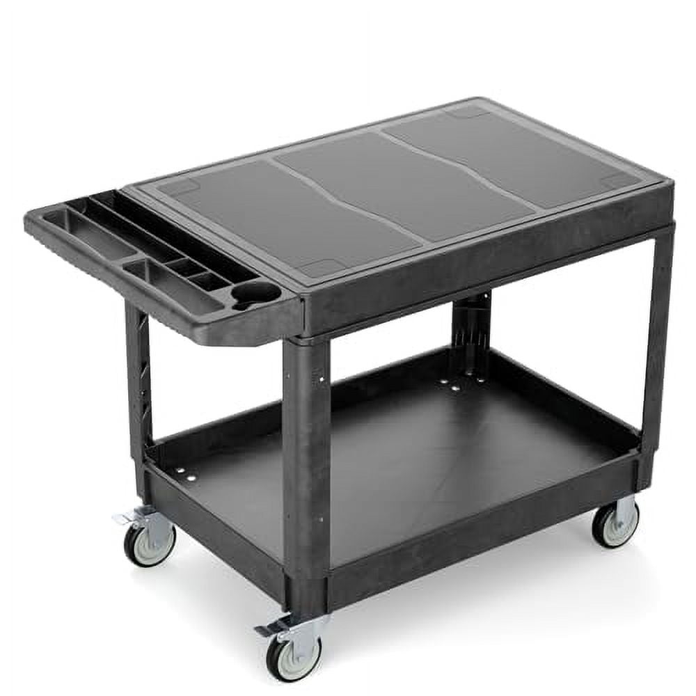 Flat Top Utility Cart Heavy Duty Flat 2 Shelf Multipurpose Cart 550LBS ...