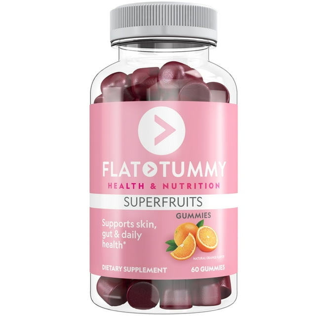 Flat Tummy Superfruits Gummies - Skin, Gut, Daily Health - 60 Count ...