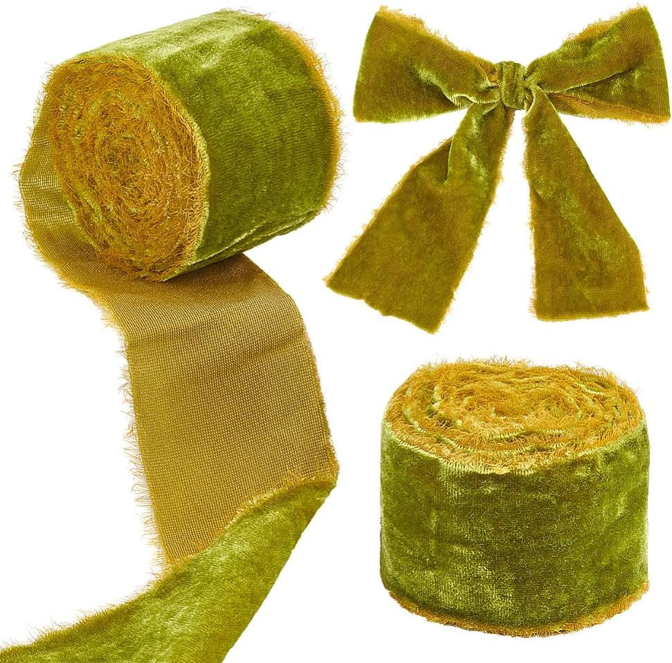 Flat Velvet Ribbons Raw Edged Ribbons Clothes Accessories Dark Olive ...