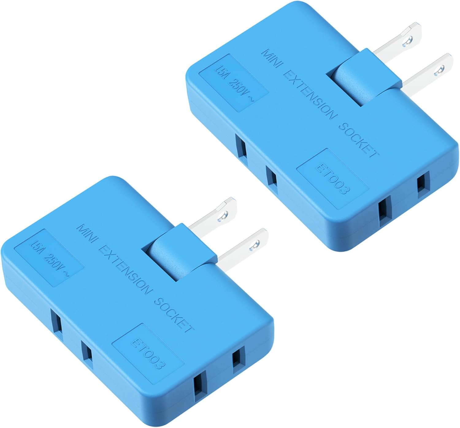 Flat Wall Plug AC Outlet Extender, 2-Prong Swivel Mini Indoor Wall Tap ...