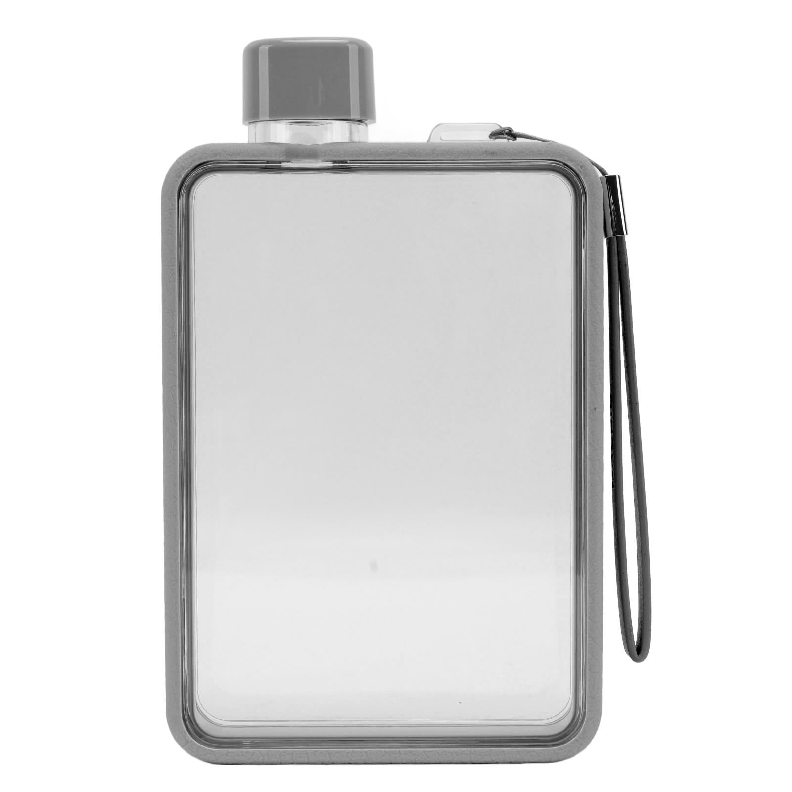 Flat Water Bottle, 13 Ounce Portable Plastic Clear Square Water Bottle ...