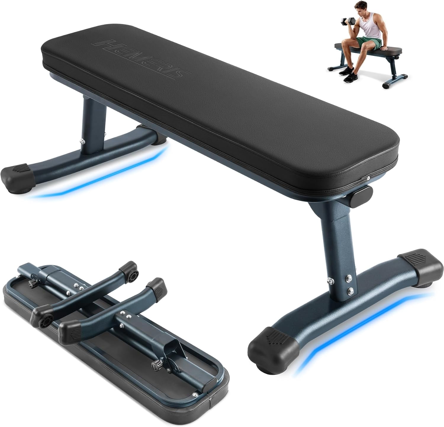 Flat Weight Bench, 2.4 Inch Thick Pad Workout Bench 660 LBS Bench Press ...