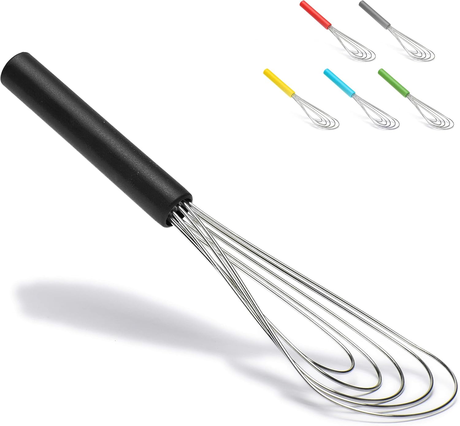 Flat Whisk Silicone Handle Non Slip 10" - 5 Wires Whisk with 10 Heads ...