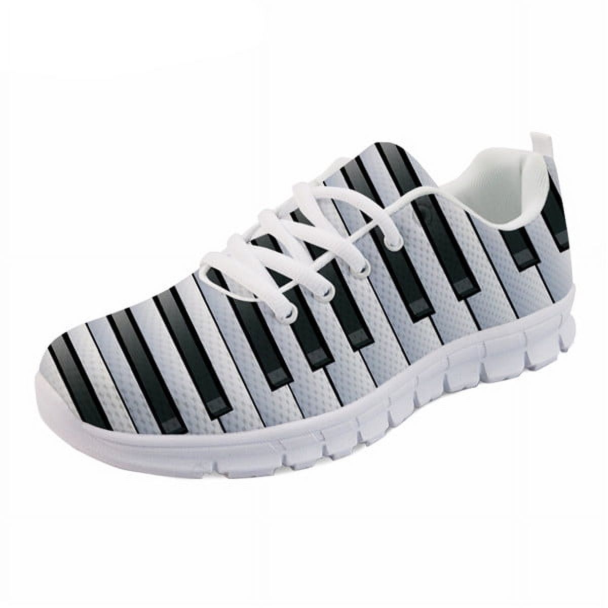 Flat Women Casual Shoes Music Notes With Piano Keyboard Print Mesh ...