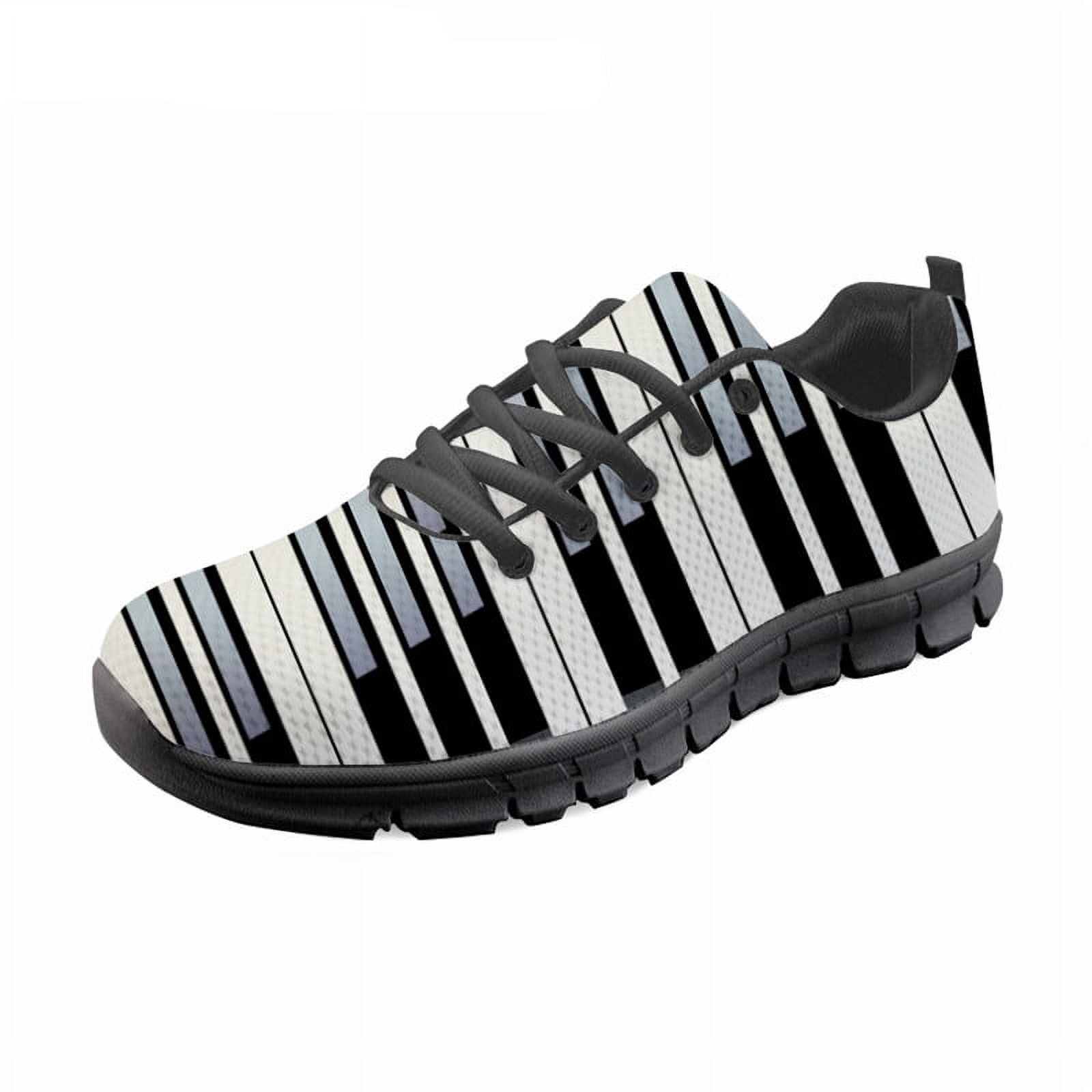 Flat Women Casual Shoes Music Notes With Piano Keyboard Print Mesh ...