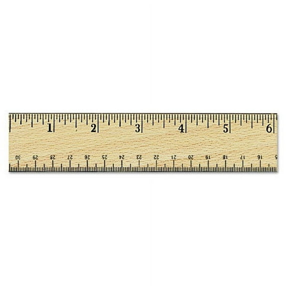 Flat Wood Ruler W/double Metal Edge, Standard, 12" Long, Clear Lacquer ...