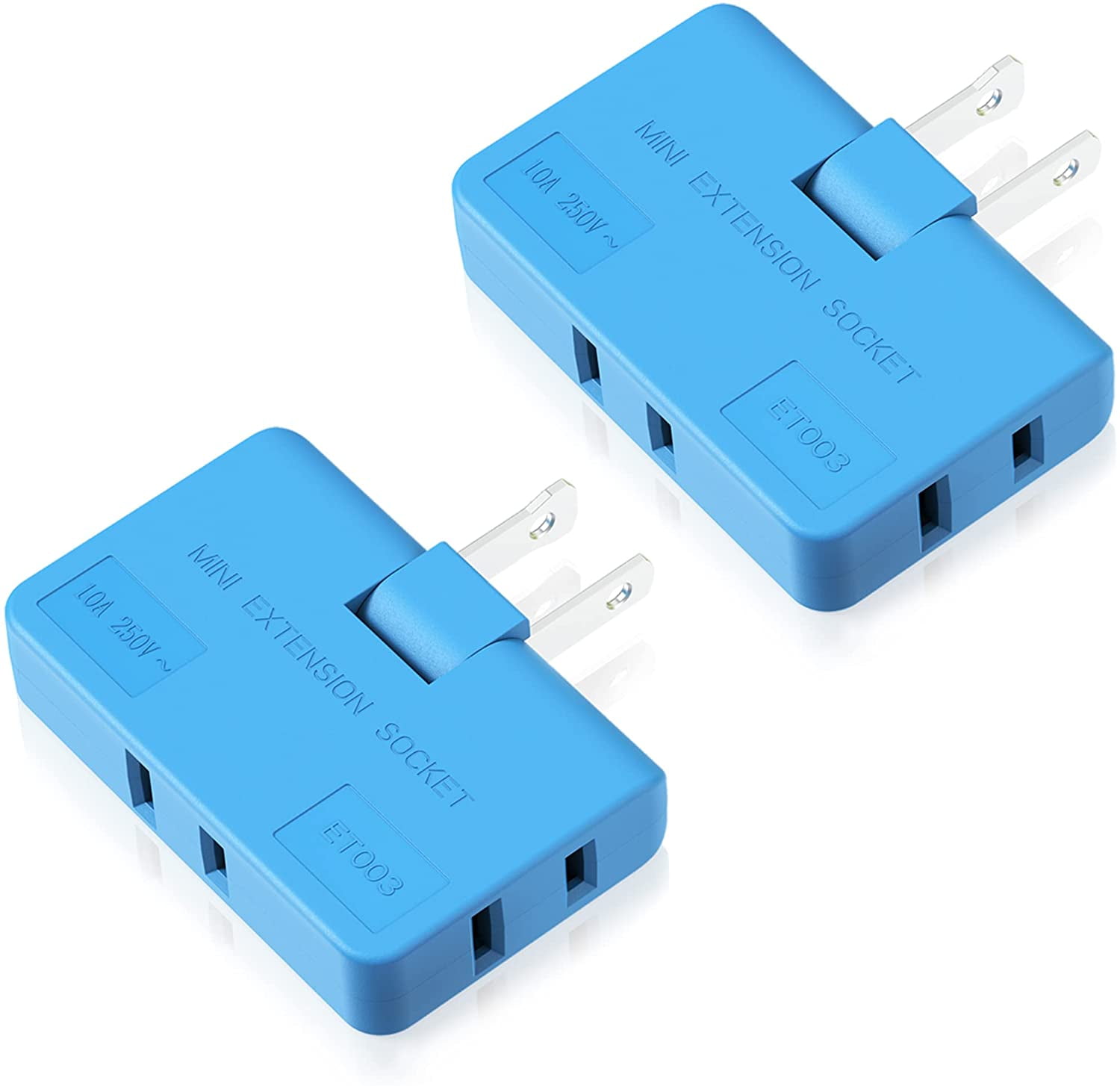 Flat wall Plug Adapter AC Outlet Extender, 2-Prong Swivel Mini Indoor ...