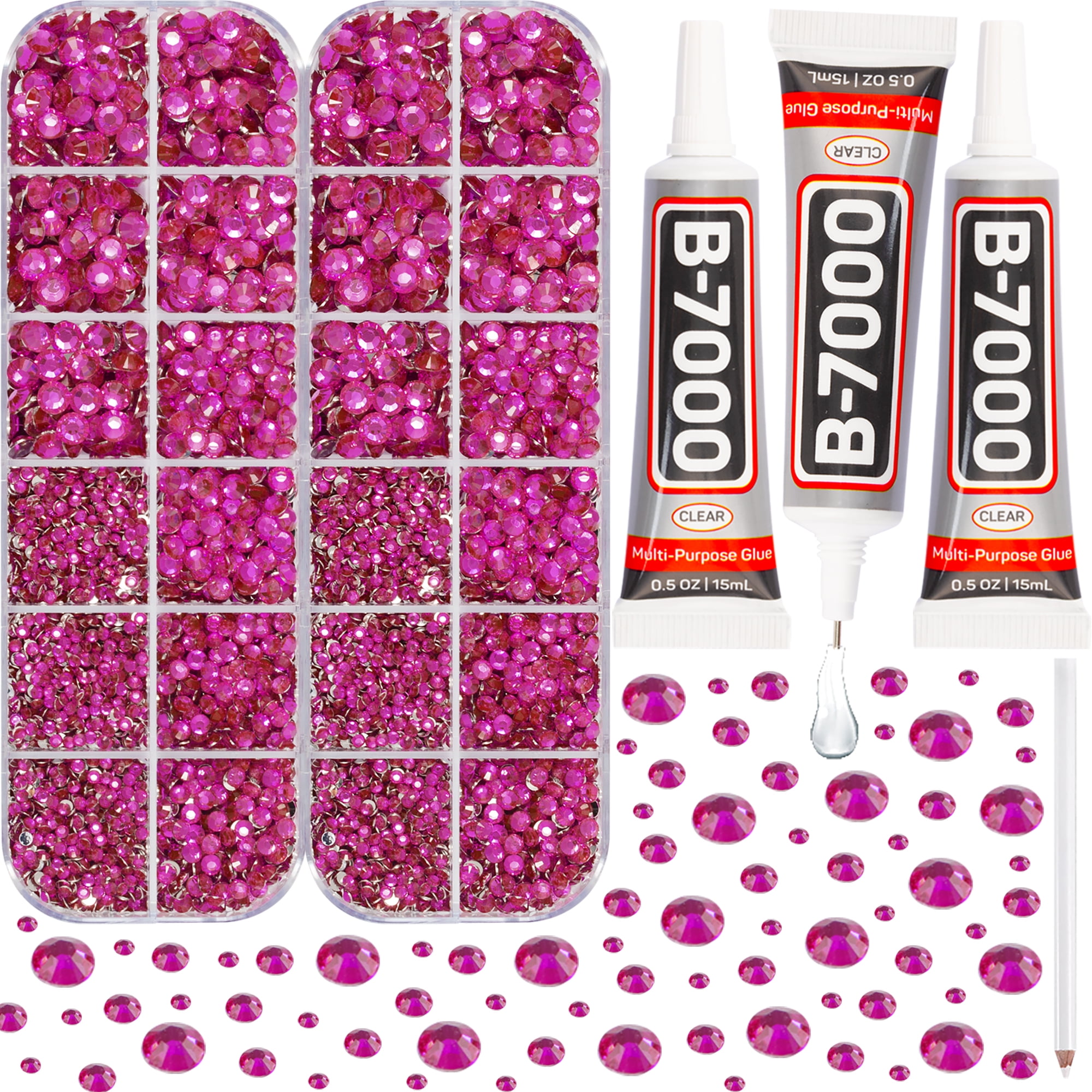 Flatback Rhinestones 3-5mm with Rhinestone Glue for Crafts, Decoration ...