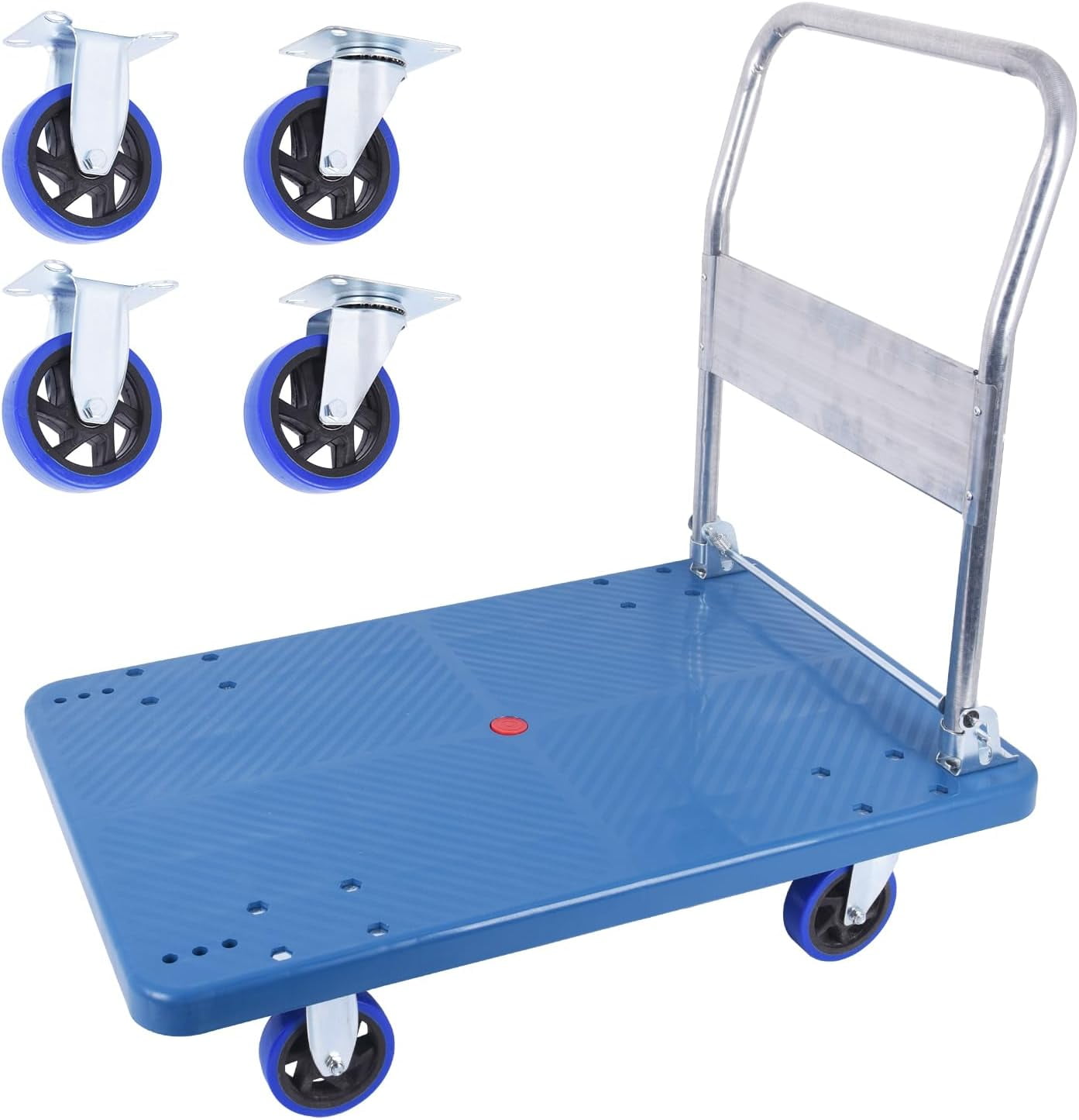 Flatbed Cart, 660lbs Heavy Duty Capacity Platform Hand Truck 360 Degree ...