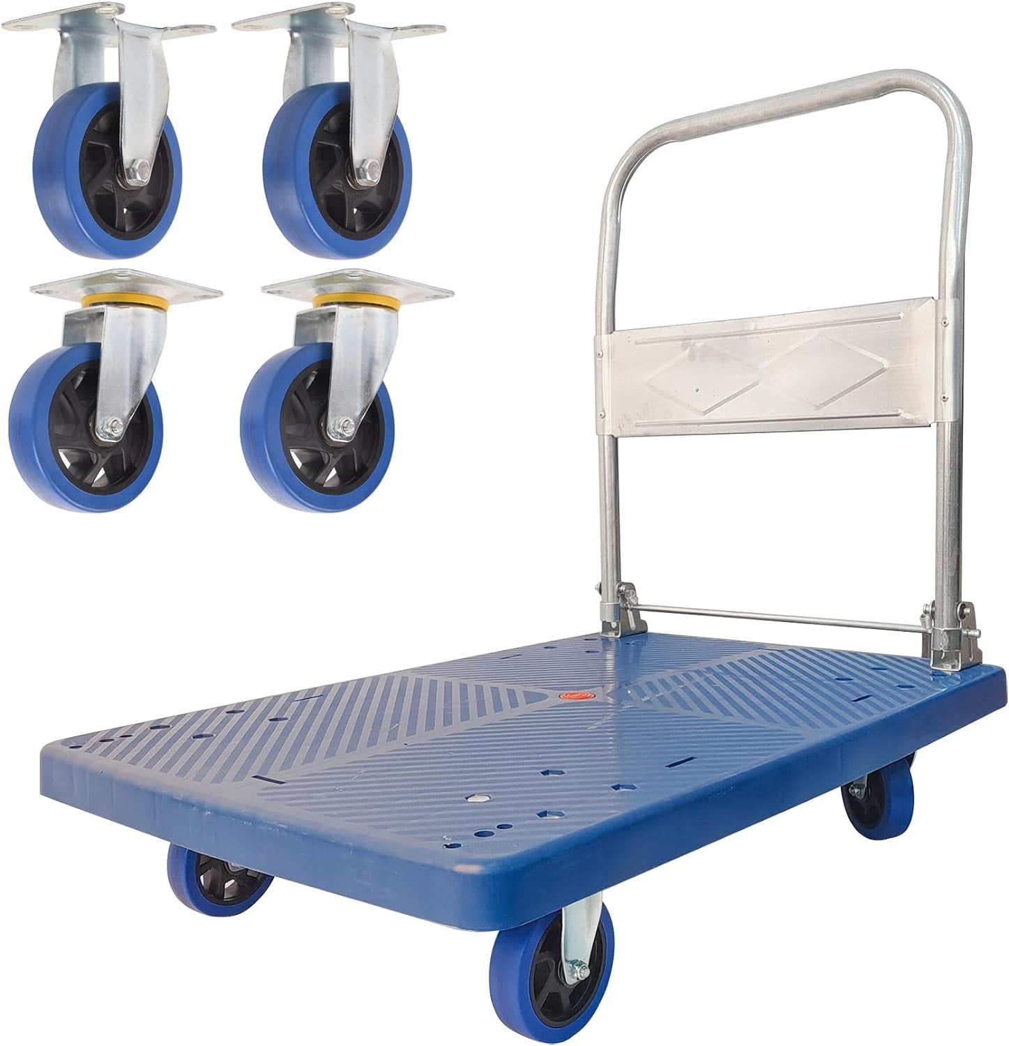 Flatbed Cart, 660lbs Heavy Duty Capacity Platform Hand Truck 360 Degree ...