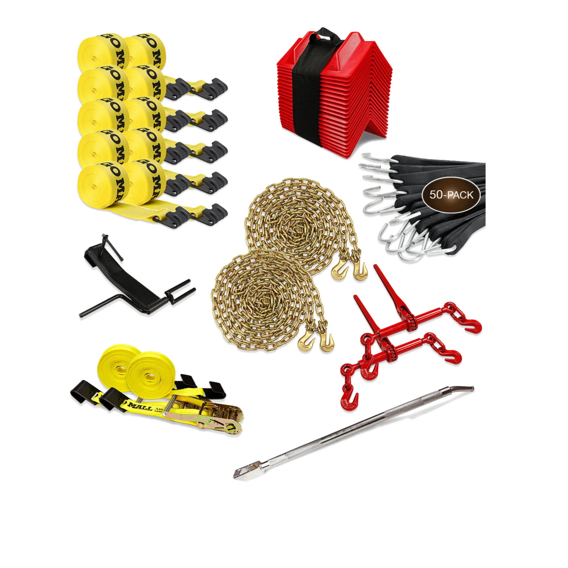 "Flatbed Kit - 88 Pieces: Winch Straps 4 Inch, Ratchet Straps 2 Inch ...