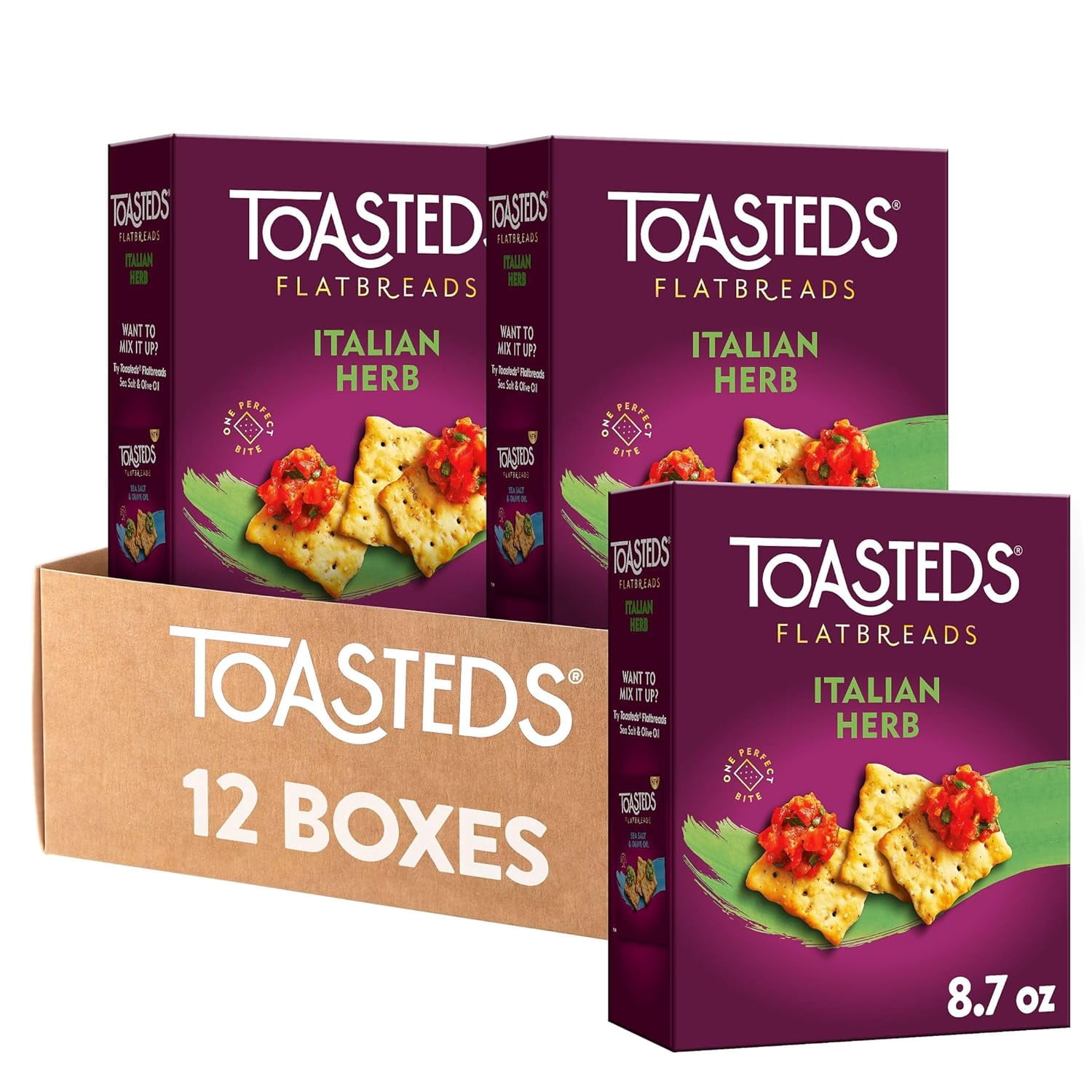 Flatbreads Crackers, Party Snacks, Lunch Snacks, Italian Herb (12 Boxes ...
