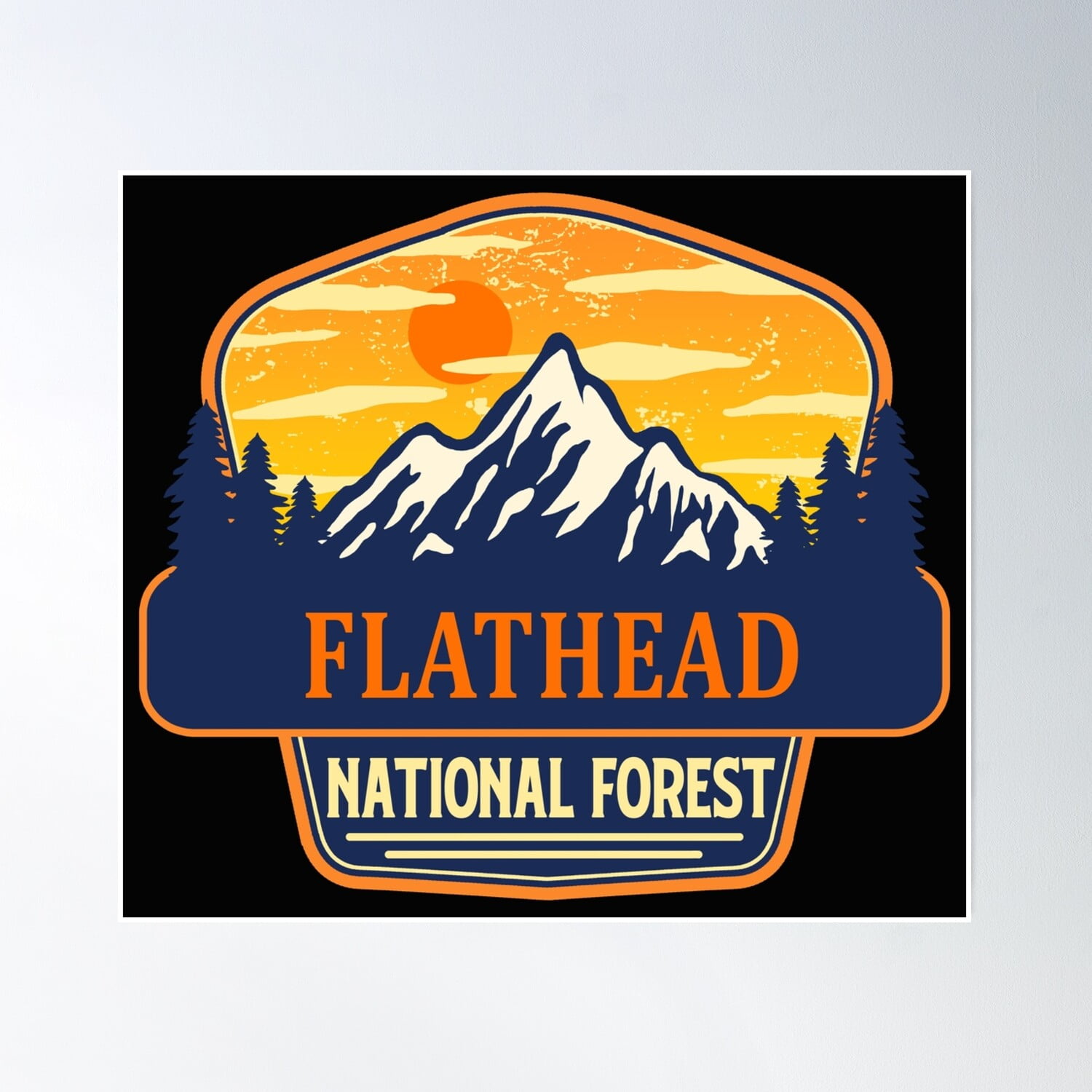 Flathead National Forest Poster Wall Art, Modern Wall Decor, 16x16 ...