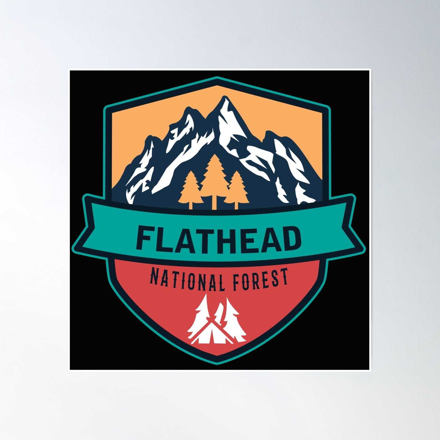 Flathead National Forest Poster Wall Art, Modern Wall Decor, 16x16 ...