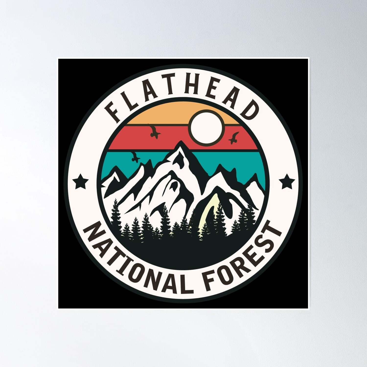 Flathead National Forest Poster Wall Art, Modern Wall Decor, 24x24 ...