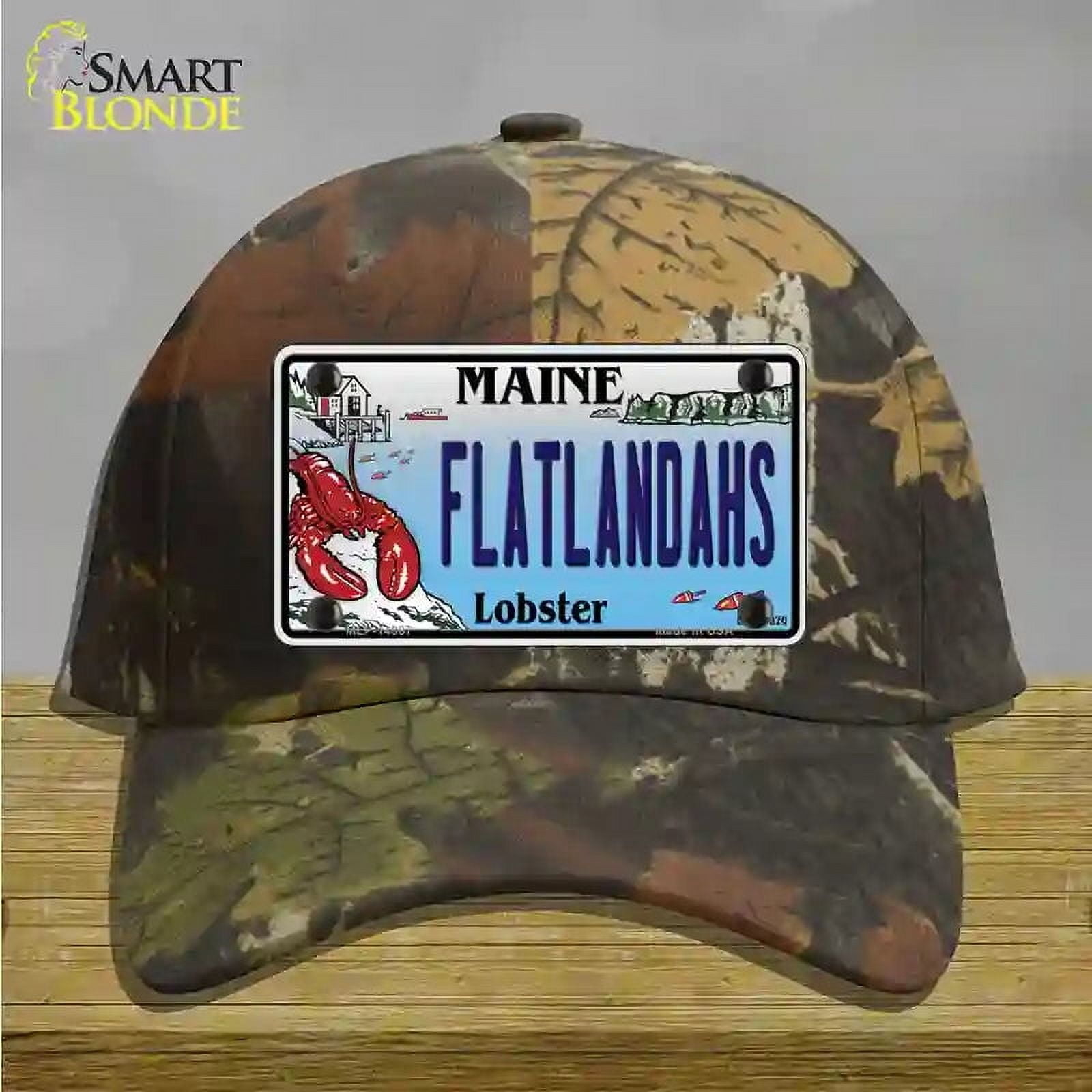 Flatlands Maine Lobster Novelty License Plate Hat Cotton Camoflauge ...