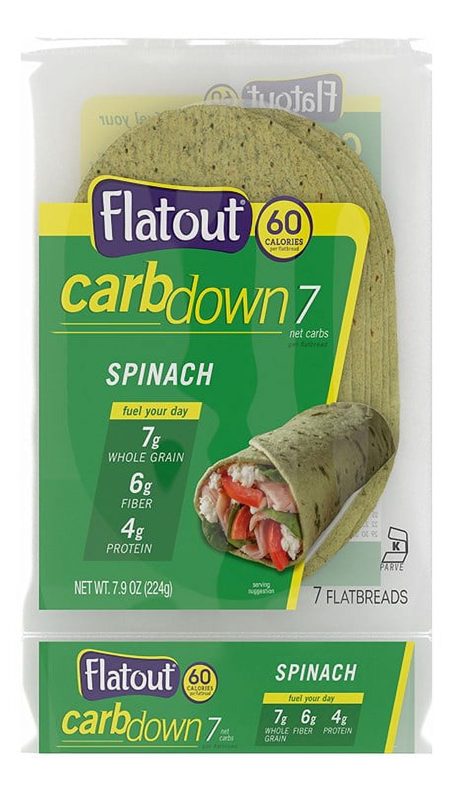 Flatout Flatbread CarbDown, Low Carb, High Protein, Keto-Friendly, Spinach, 4 Packs - Walmart.com