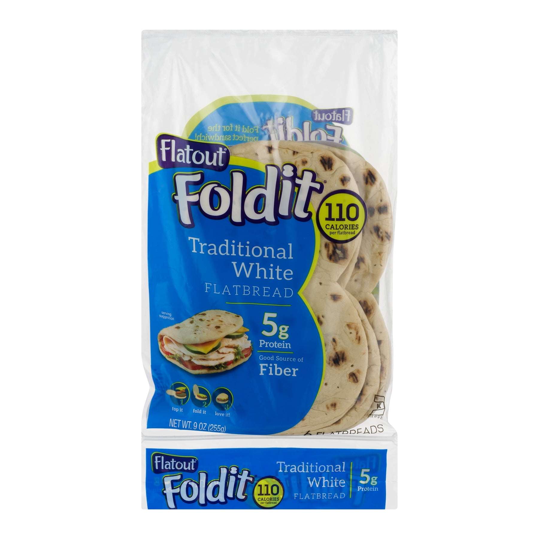 Flatout Foldit Traditional White Flatbread, 6 Flatbreads - Walmart.com