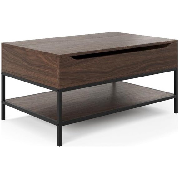 Flats & Castles Mackenzie 36" Modern Lift Top Coffee Table (Dark Walnut ...