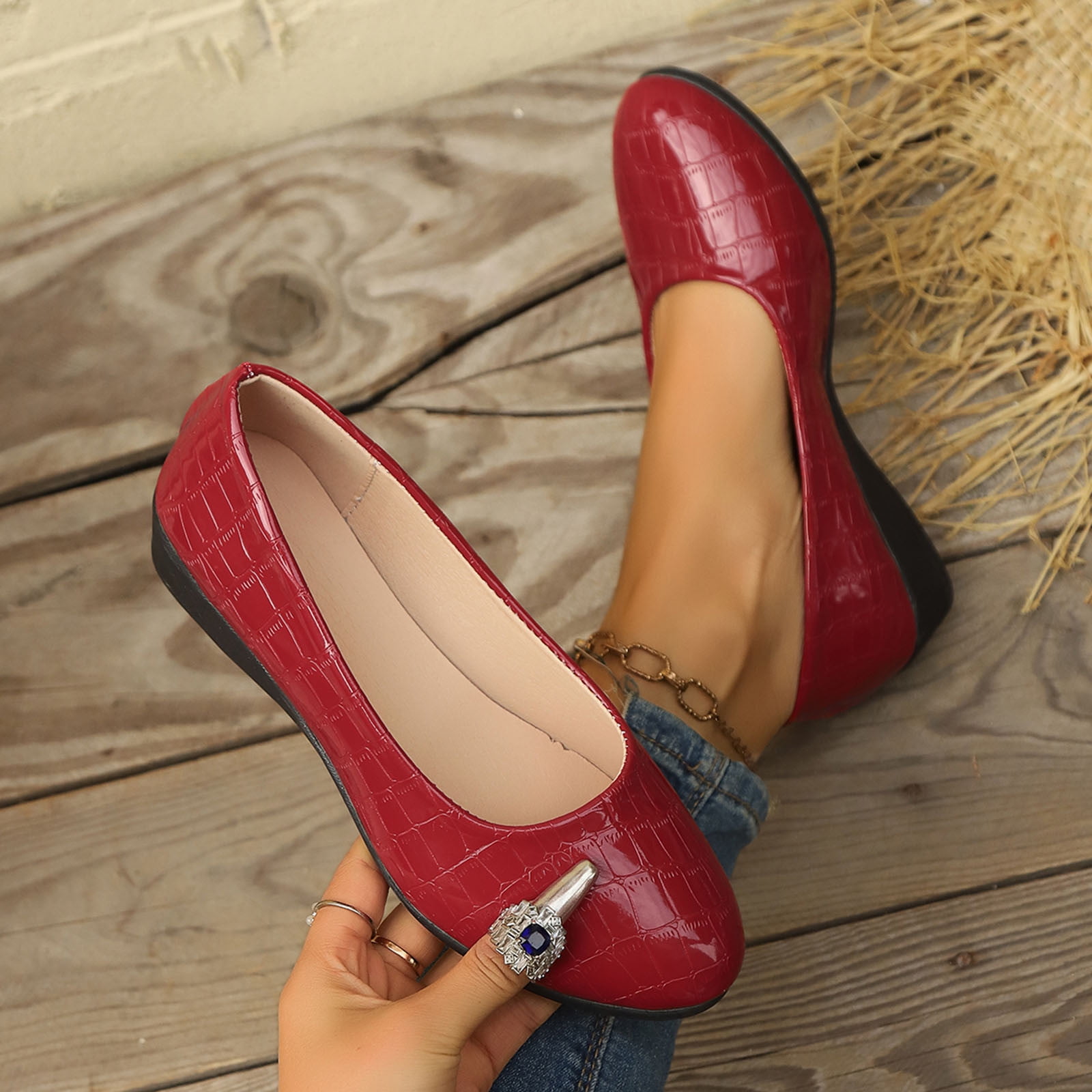 Flats for Women Ballets Shoes Dress Slip Comfortable Work Flats Casual ...