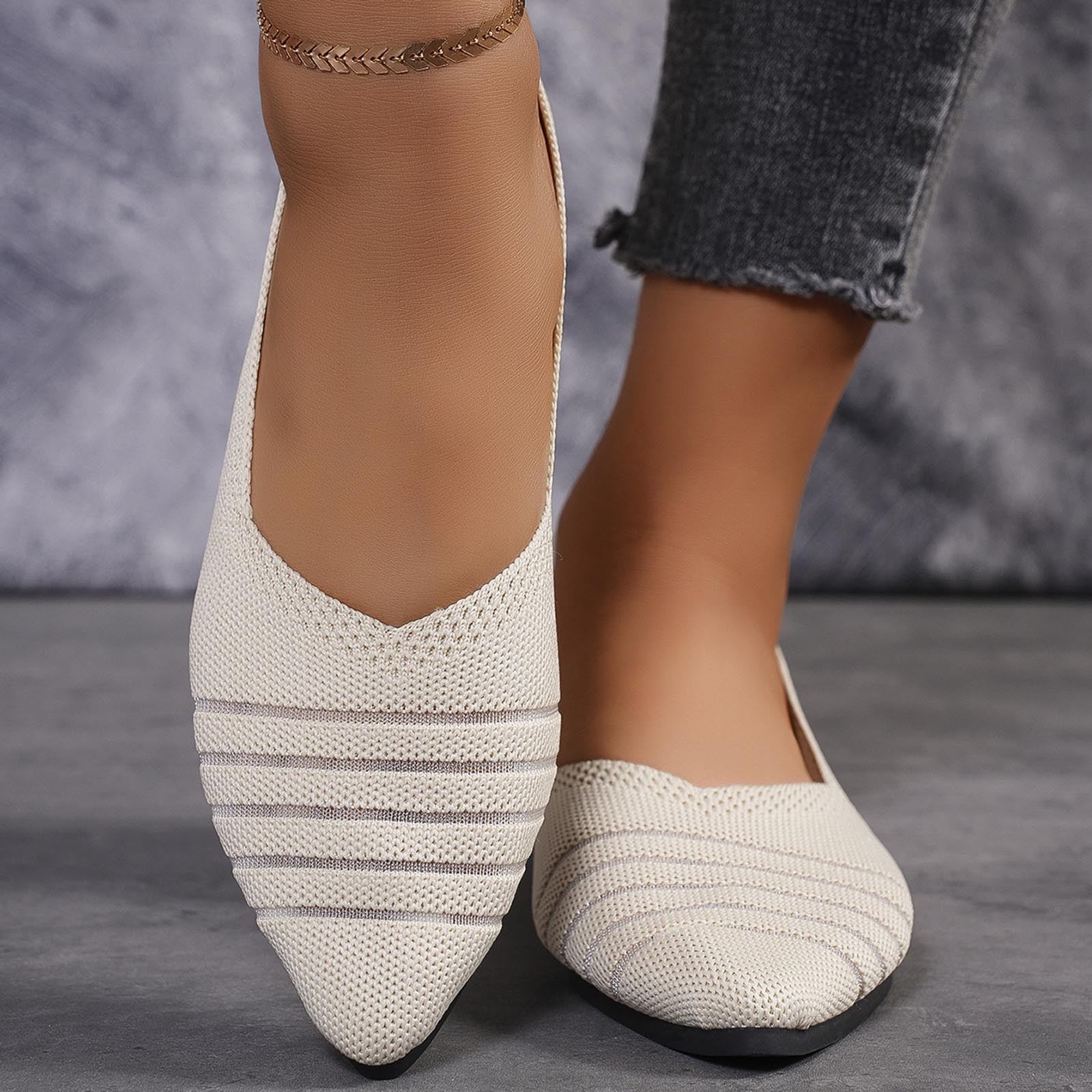 Flats for Women Comfortable Solid Color Soft Flats Square Toe Ballet ...
