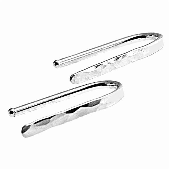 Flattened Hammered Upside Down Arc 13mm 18 GA Silver Minimalist Huggie ...