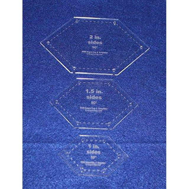 Flattened Hexagon Templates. 1", 1.5", 2" Sides- Clear 1/8" - Walmart.com