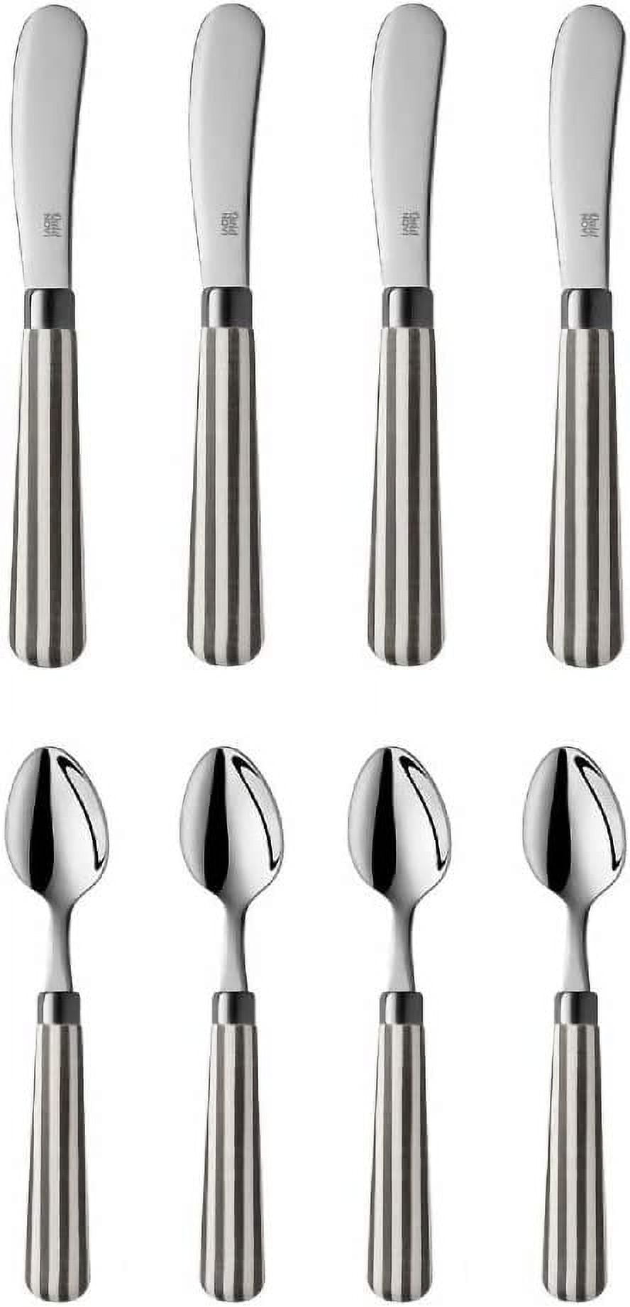 Flatware 8-Piece Stainless Steel Silverware Set Grey Stripes Acrylic ...