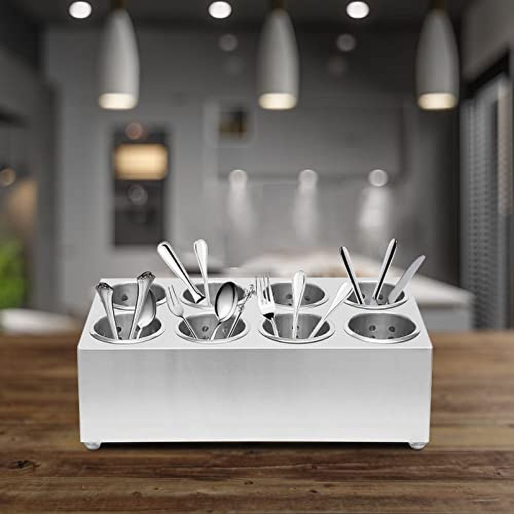 Flatware Cylinder Holder, Commercial 8-Hole Stainless Steel Cylinder ...