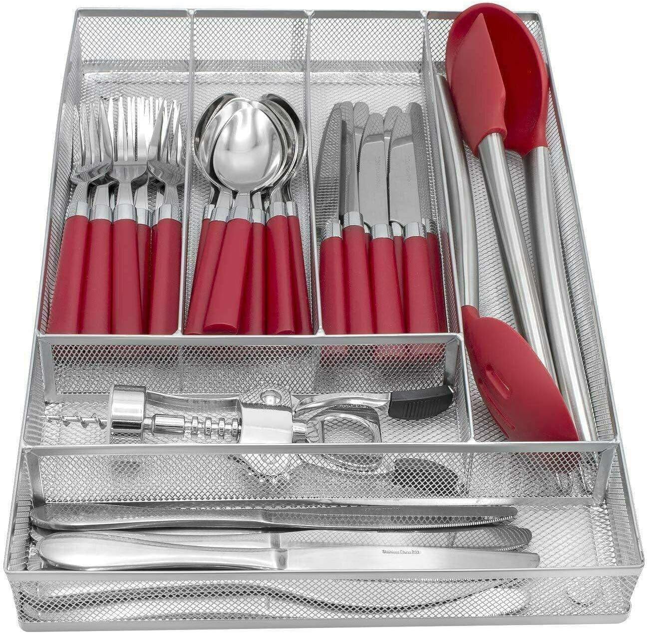 Flatware Drawer Organizer, Expandable Cutlery Drawer Trays for Kitchen ...