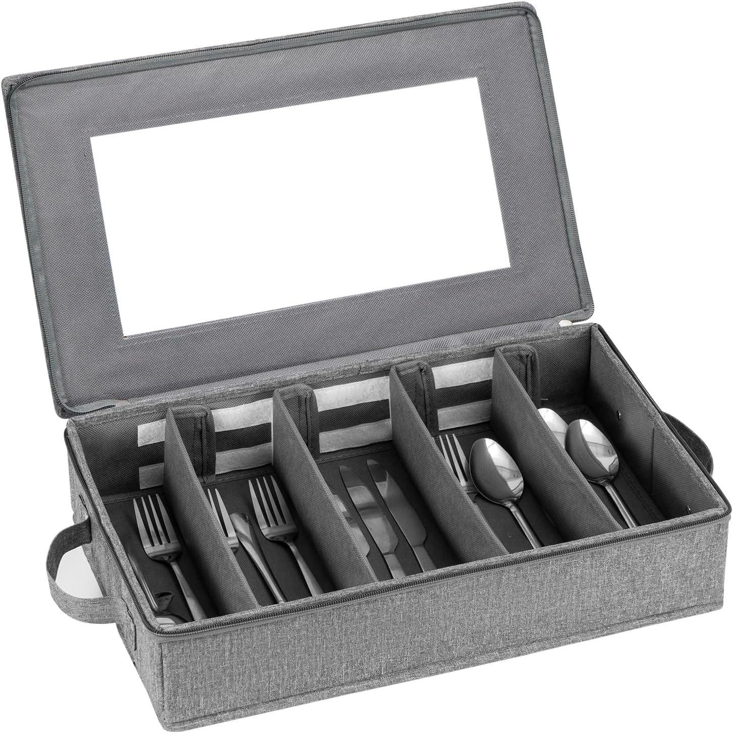 Flatware Utensil Storage Case, Silverware Storage Box Chest with ...