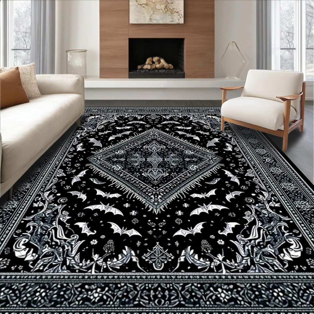 Flatwoven High Traffic Area Rug 5x7, Striking Gothic Charm Theme, Non ...