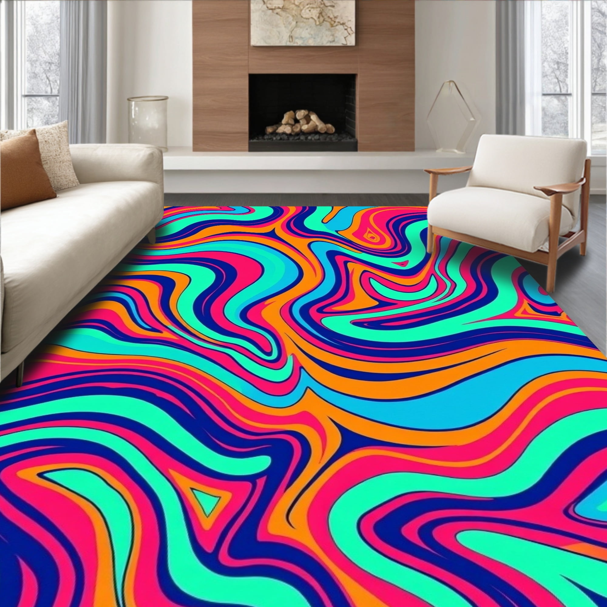 Flatwoven High Traffic Area Rug, Abstract Animal Inspired Design with ...