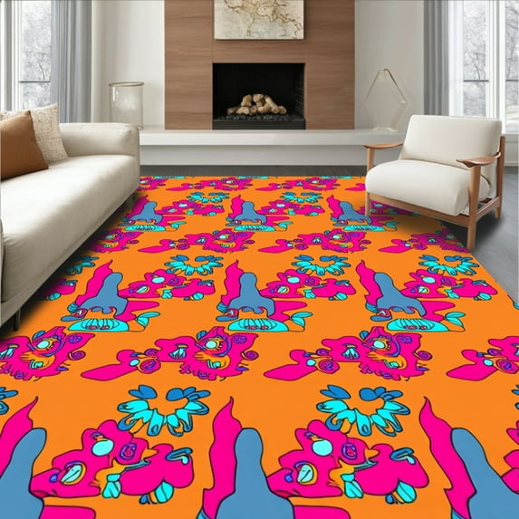 Flatwoven High Traffic Area Rug, Abstract Atomic Cat & Eclectic ...