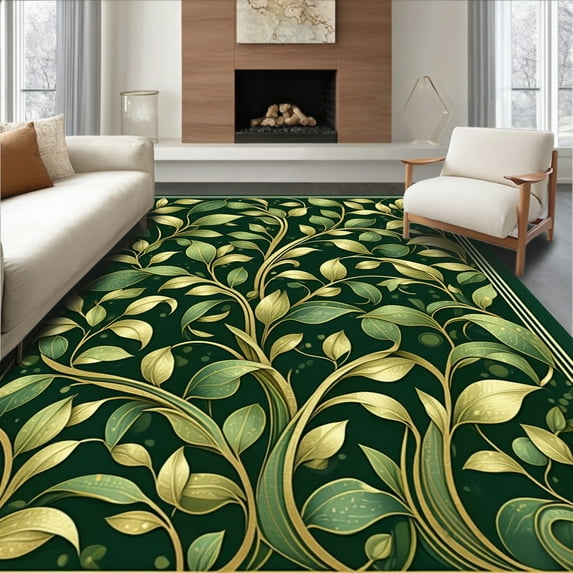 Flatwoven High Traffic Area Rug, Abstract Botanical with Interlocking ...
