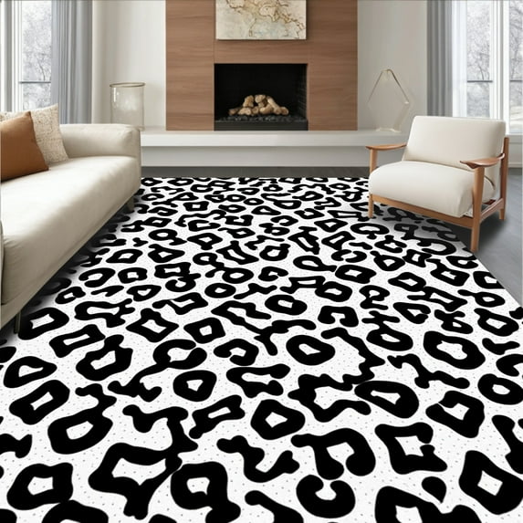Flatwoven High Traffic Area Rug, Abstract Dalmatian Spot Design with ...