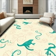 Flatwoven High Traffic Area Rug, Abstract Dino Shapes Mixed with Wave ...