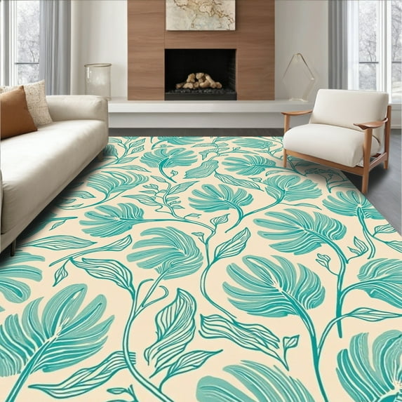 Flatwoven High Traffic Area Rug, Abstract Floral Elegance Contemporary ...