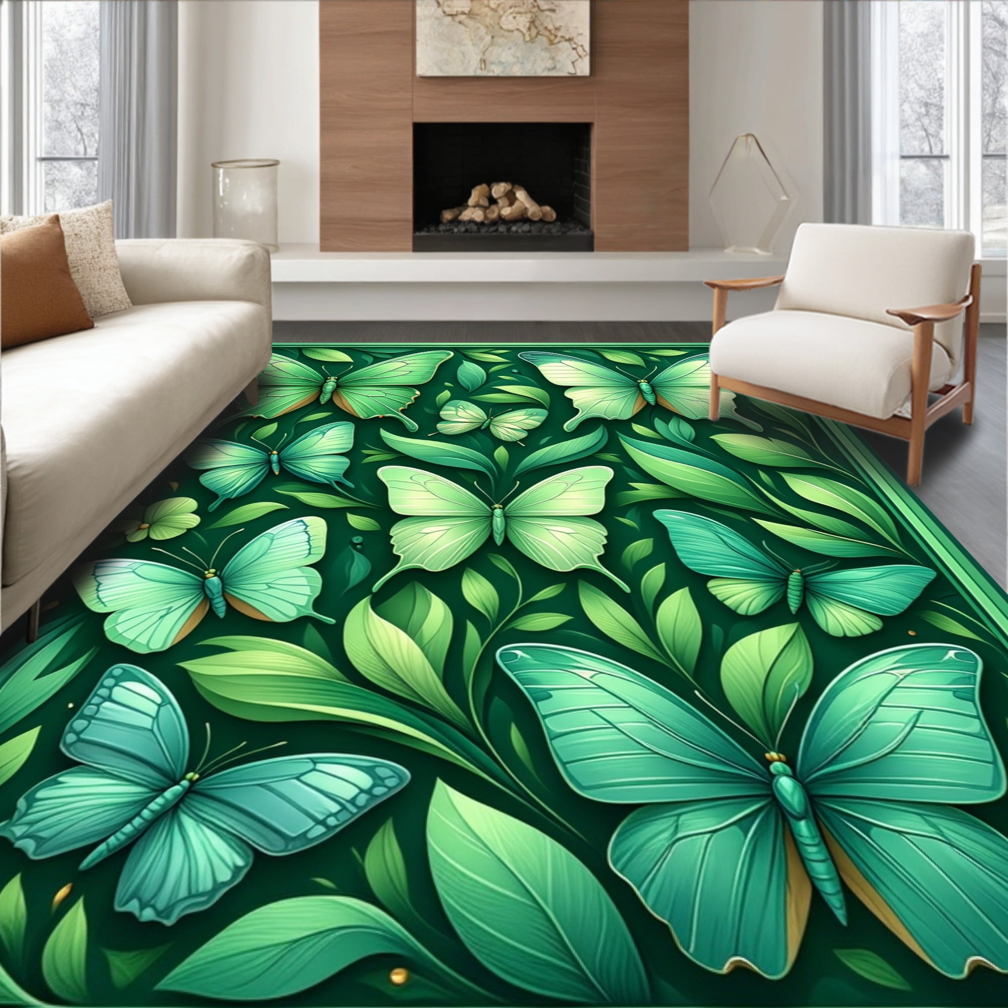 Flatwoven High Traffic Area Rug, Abstract Insect Motif With Stylized ...