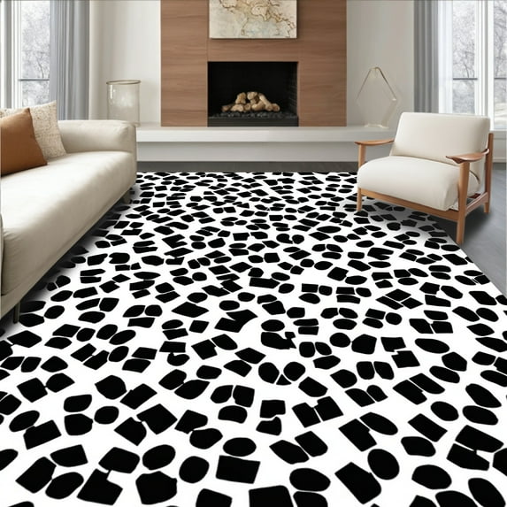 Flatwoven High Traffic Area Rug, Abstract Interlocking Dalmatian Spot ...