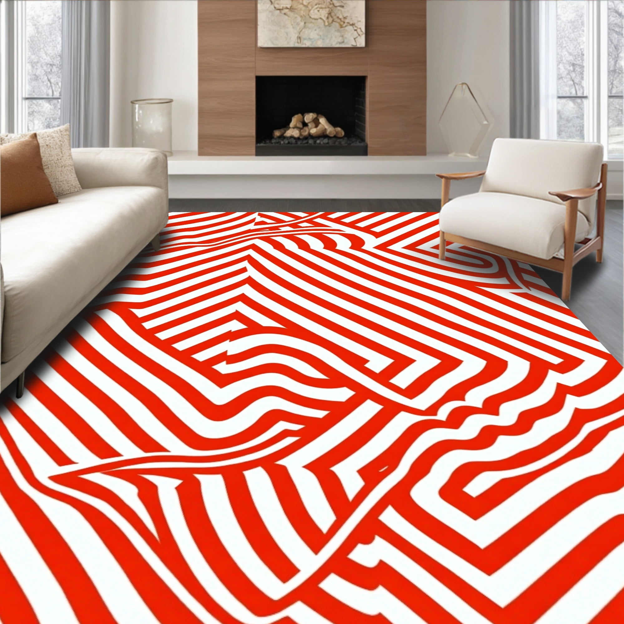 Flatwoven High Traffic Area Rug, Abstract Interwoven Stripes with ...